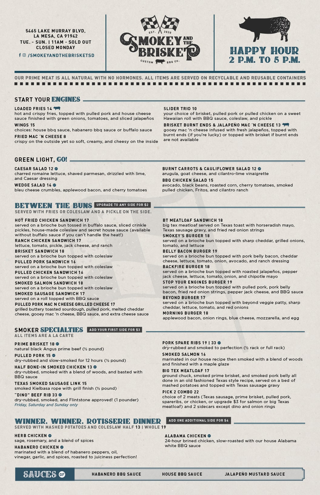 Menu - Smokey & The Brisket