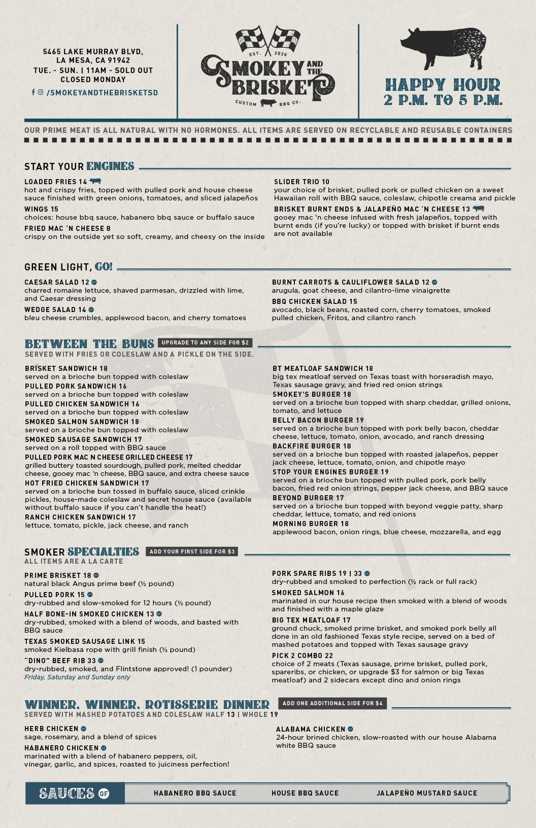 Menu - Smokey & The Brisket