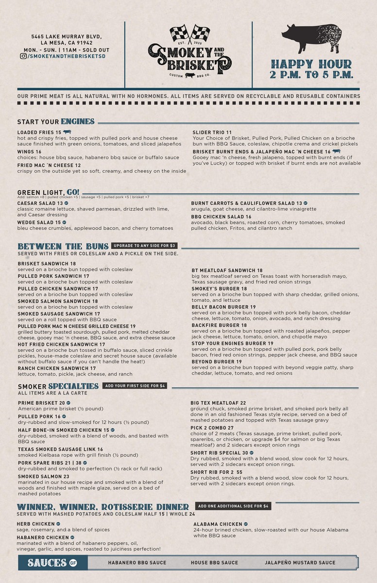 San Diego's Best BBQ - View Smokey's La Mesa BBQ Menu